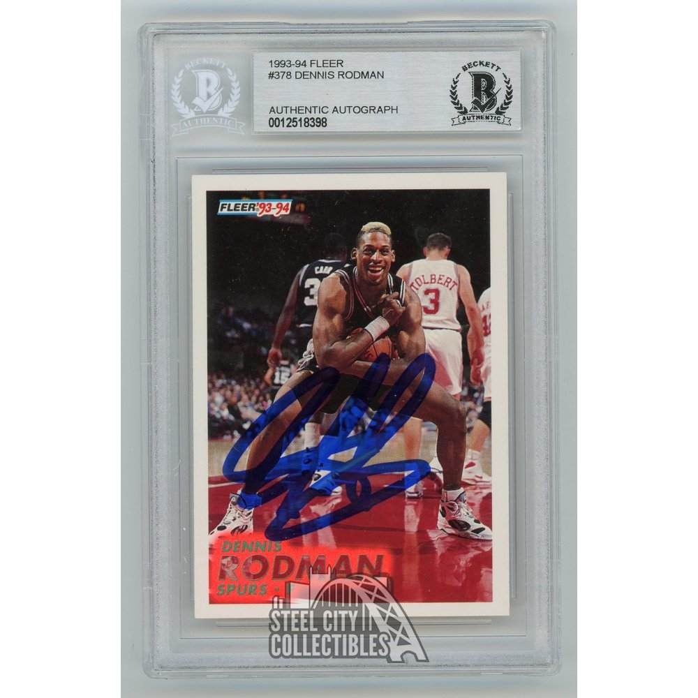 Dennis Rodman 1993-94 Fleer Autographed Card #378 - BAS | Steel City ...