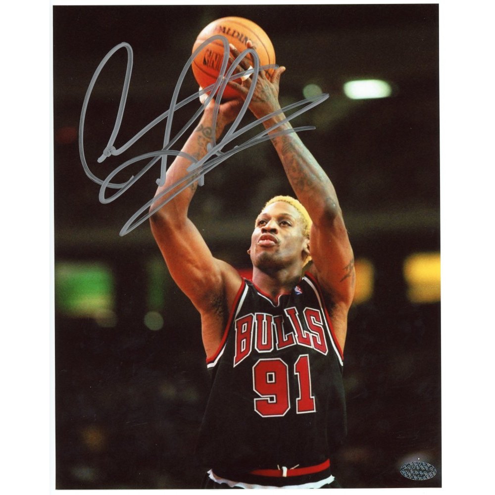 Dennis Rodman Autographed Chicago Bulls 8x10 Photo - Leaf COA | Steel ...