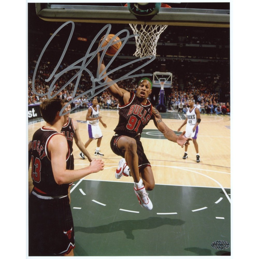 Dennis Rodman Autographed Chicago Bulls 8x10 Photo - Leaf COA (C ...