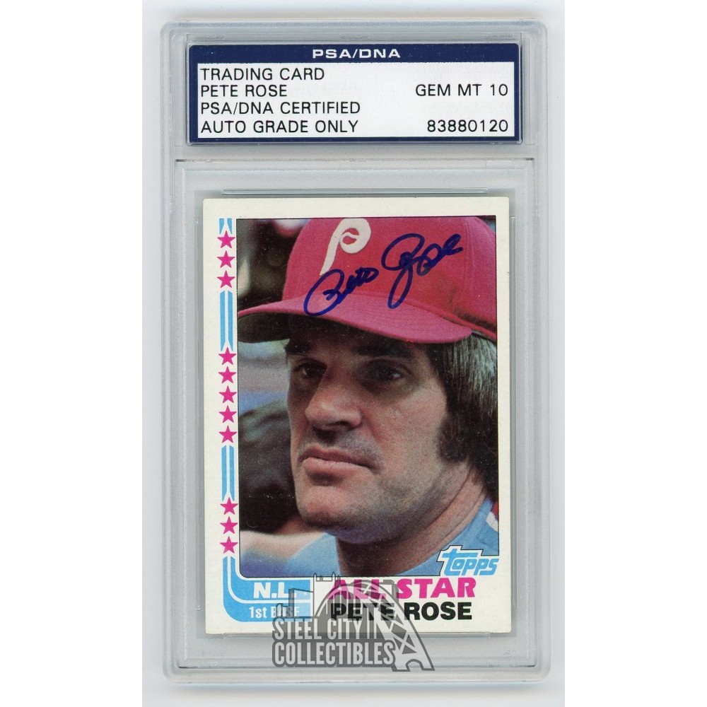 Pete Rose 1982 Topps Autographed Card #337 - Psa Dna Gem Mt 10 | Steel