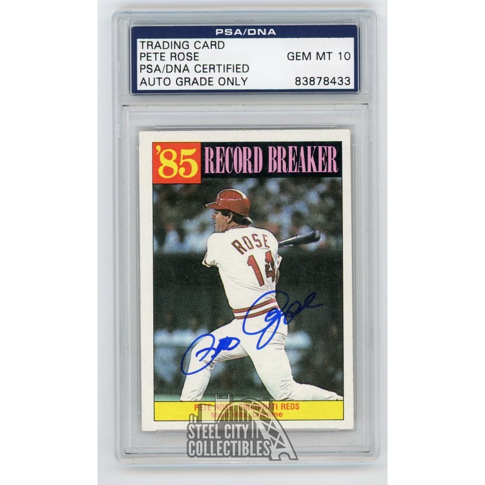 Pete Rose 1986 Topps Autographed Card #206 - PSA/DNA Gem MT 10 | Steel ...