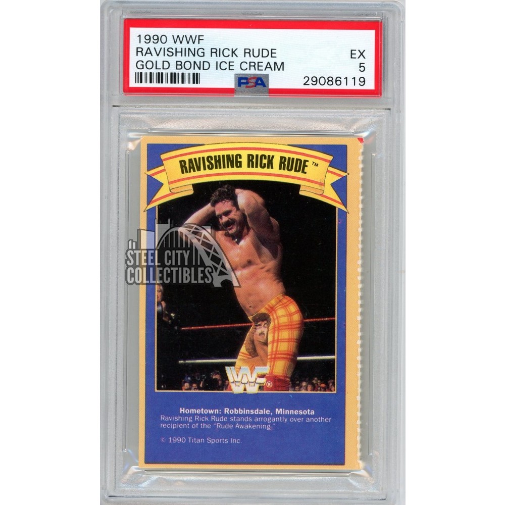 Ravishing Rick Rude 1990 WWF Gold Bond Ice Cream Card PSA 5 | Steel ...