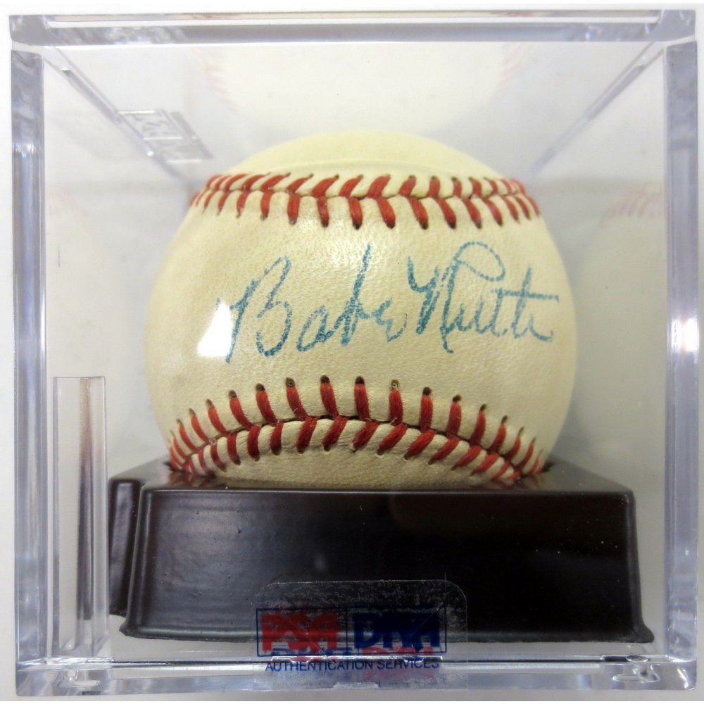 Babe Ruth Autographed Baseball PSA Auto 8 Overall 7.5 - PSA/DNA & JSA ...