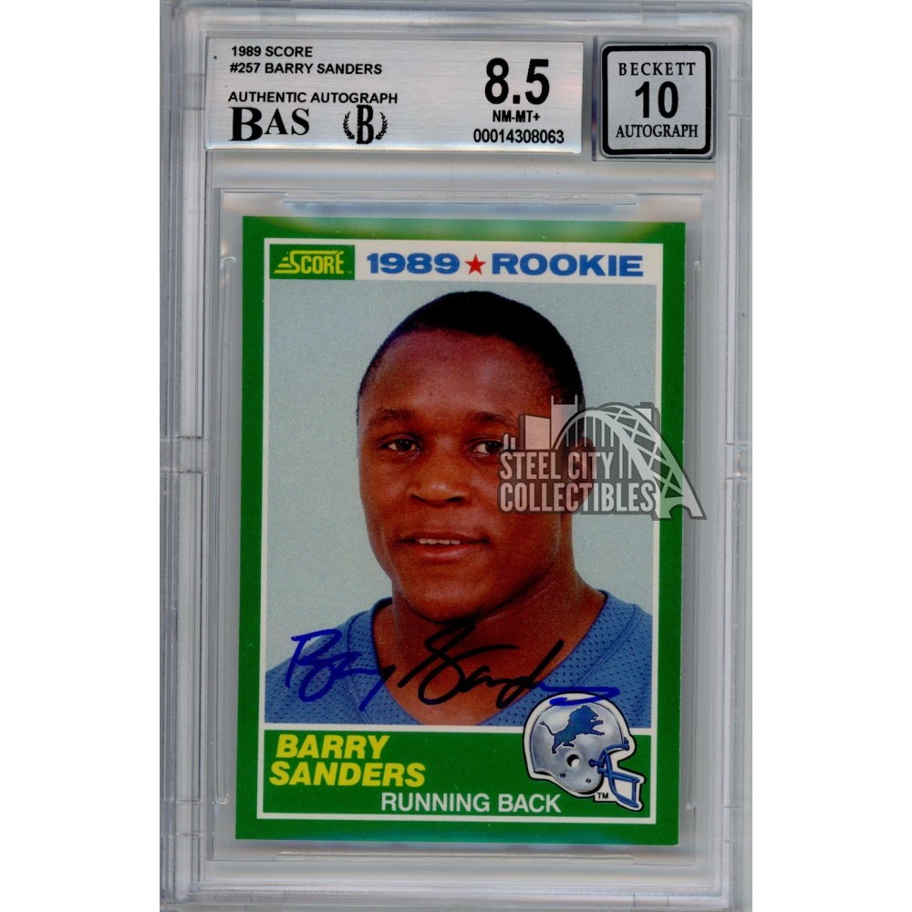 Barry Sanders 1989 Score Autograph Rookie Card #257 BGS 8.5 BAS 10 ...