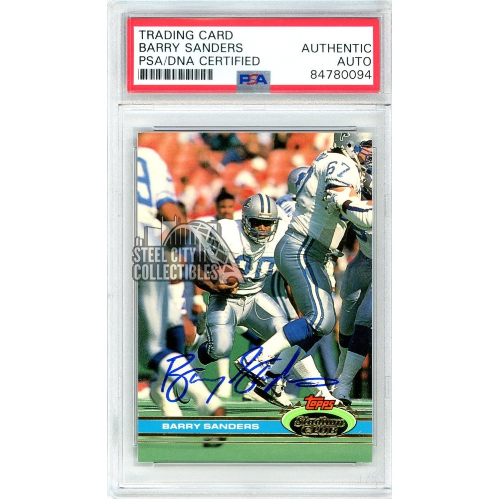 Barry Sanders 1991 Topps Stadium Club Autograph Card #361 PSA/DNA ...