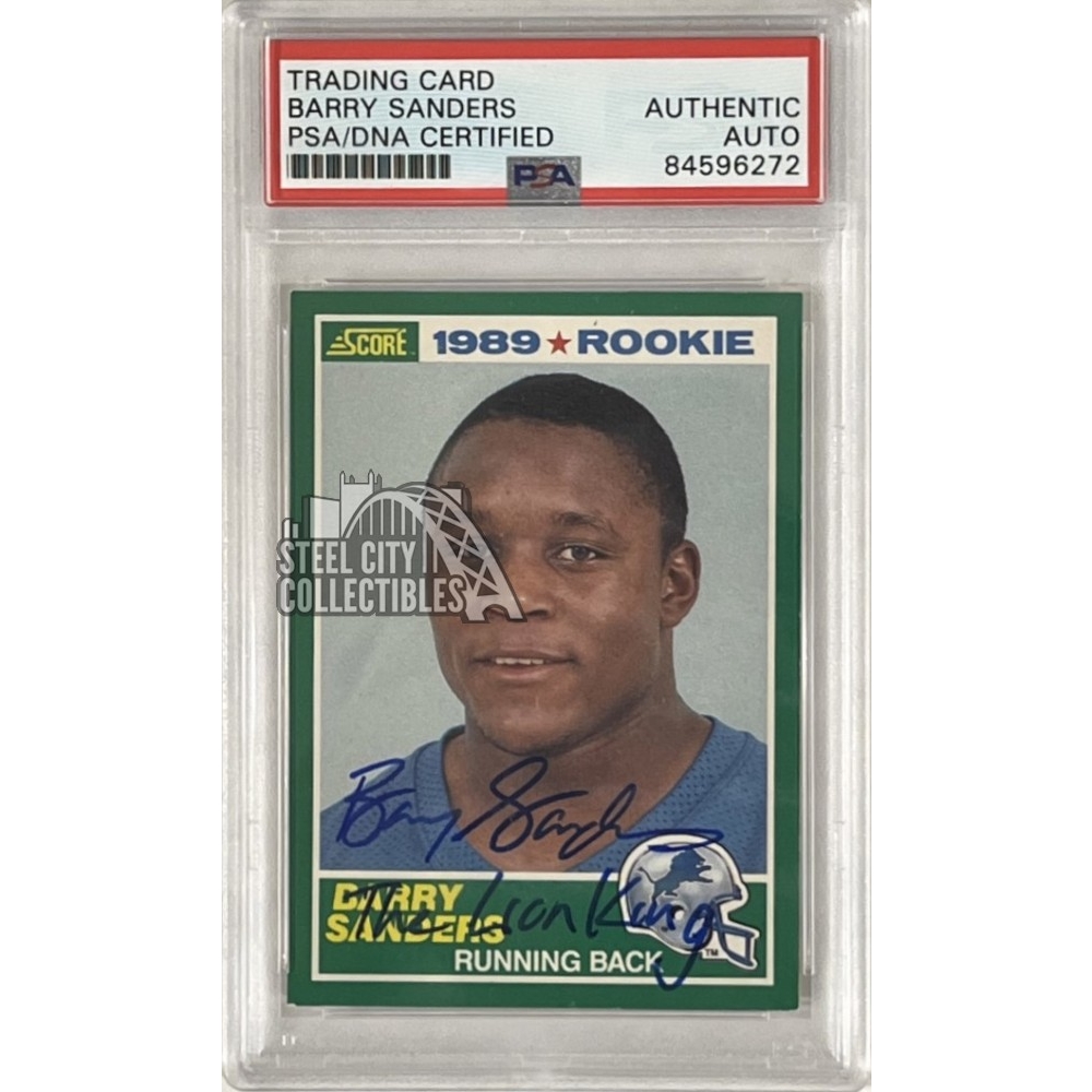 Barry Sanders 1989 Score Football Autograph "Lion King" Rookie Card ...