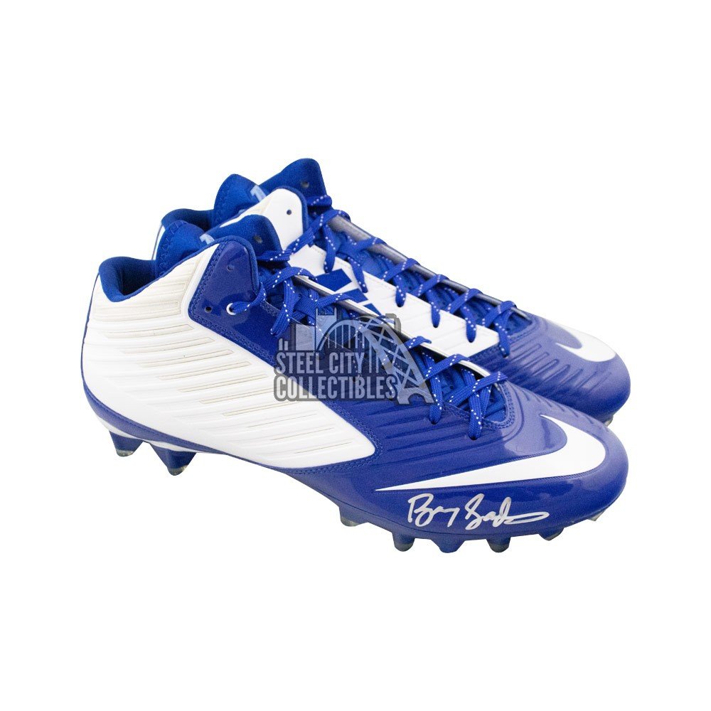 Barry Sanders Autographed Nike Blue Football Cleats - BAS COA | Steel City Collectibles
