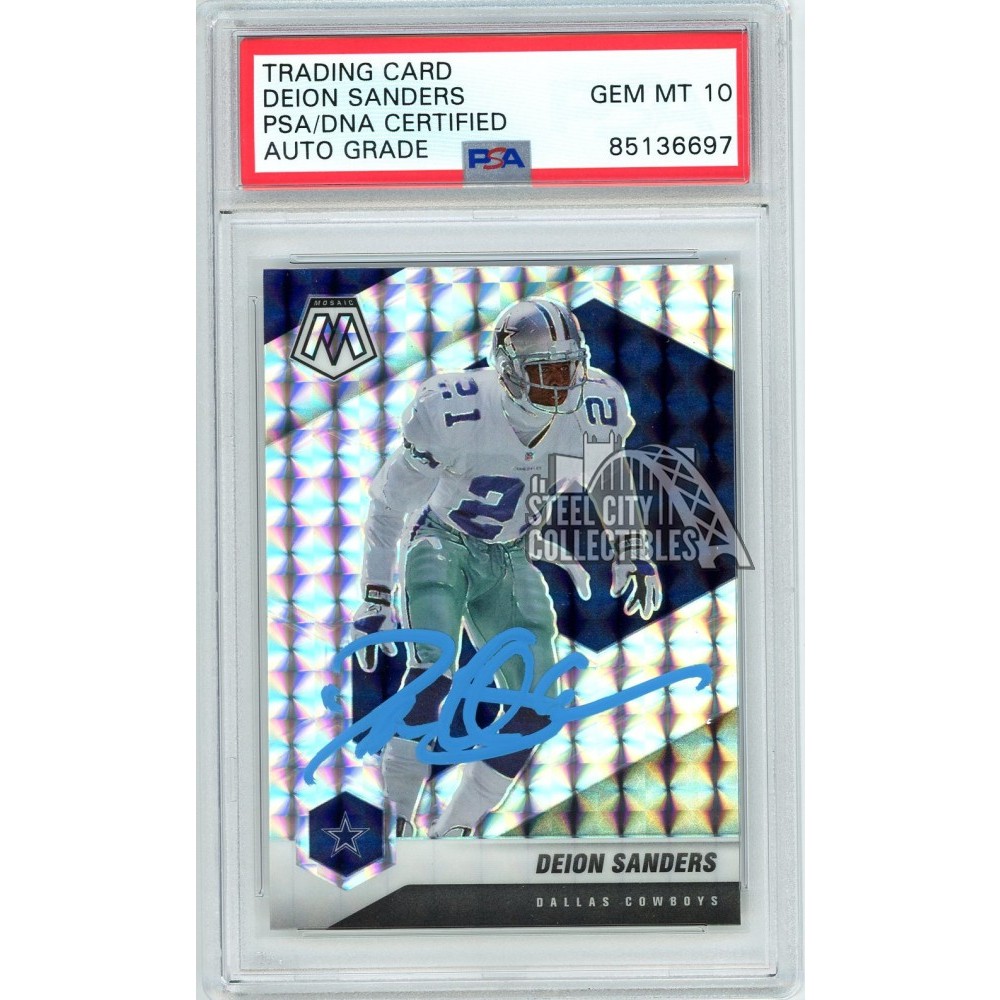 Deion Sanders 2021 Panini Mosaic Mosaic Autograph Card #63 PSA/DNA 10 ...