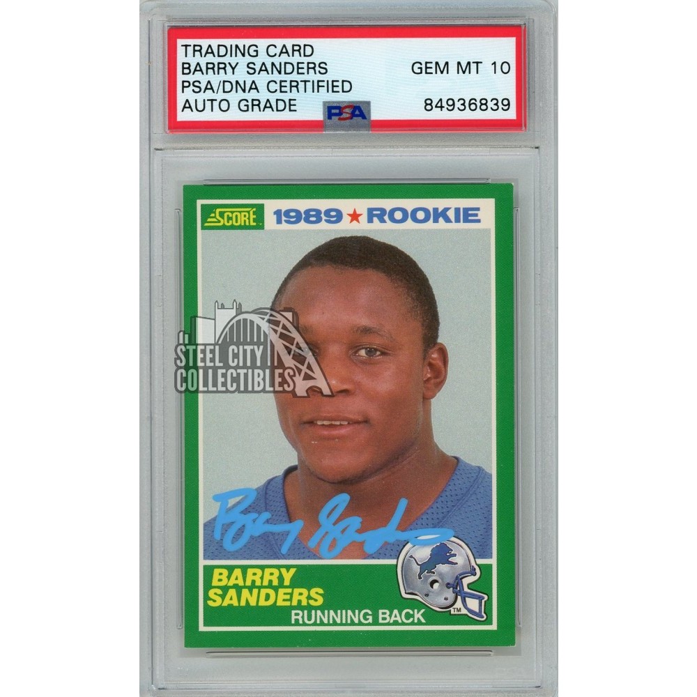 Barry Sanders 1989 Score Autograph Rookie Card #257 PSA/DNA 10 (Light ...