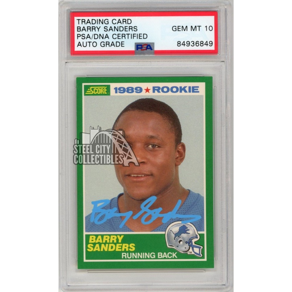 Barry Sanders 1989 Score Autograph Rookie Card #257 PSA/DNA 10 (Light ...