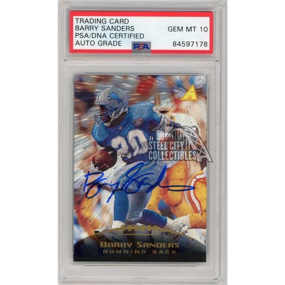 Barry Sanders 1995 Pinnacle Trophy Collection Football Autograph Card ...