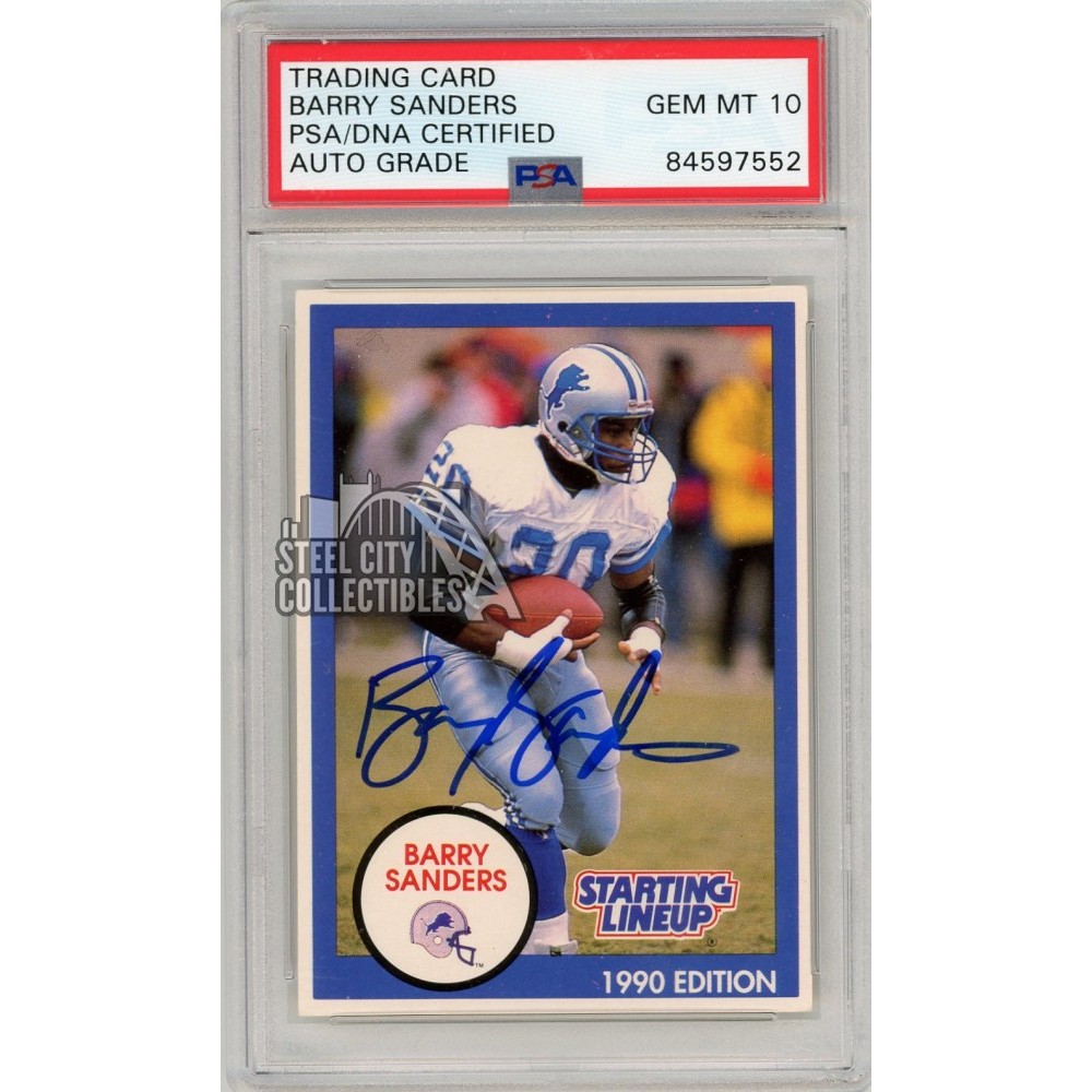 Barry Sanders 1990 Starting Lineup Football Autograph Card #20 PSA/DNA ...