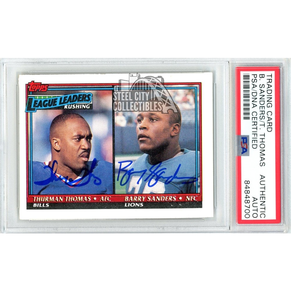 Barry Sanders/Thurman Thomas 1991 Topps League Leaders Autograph Card ...