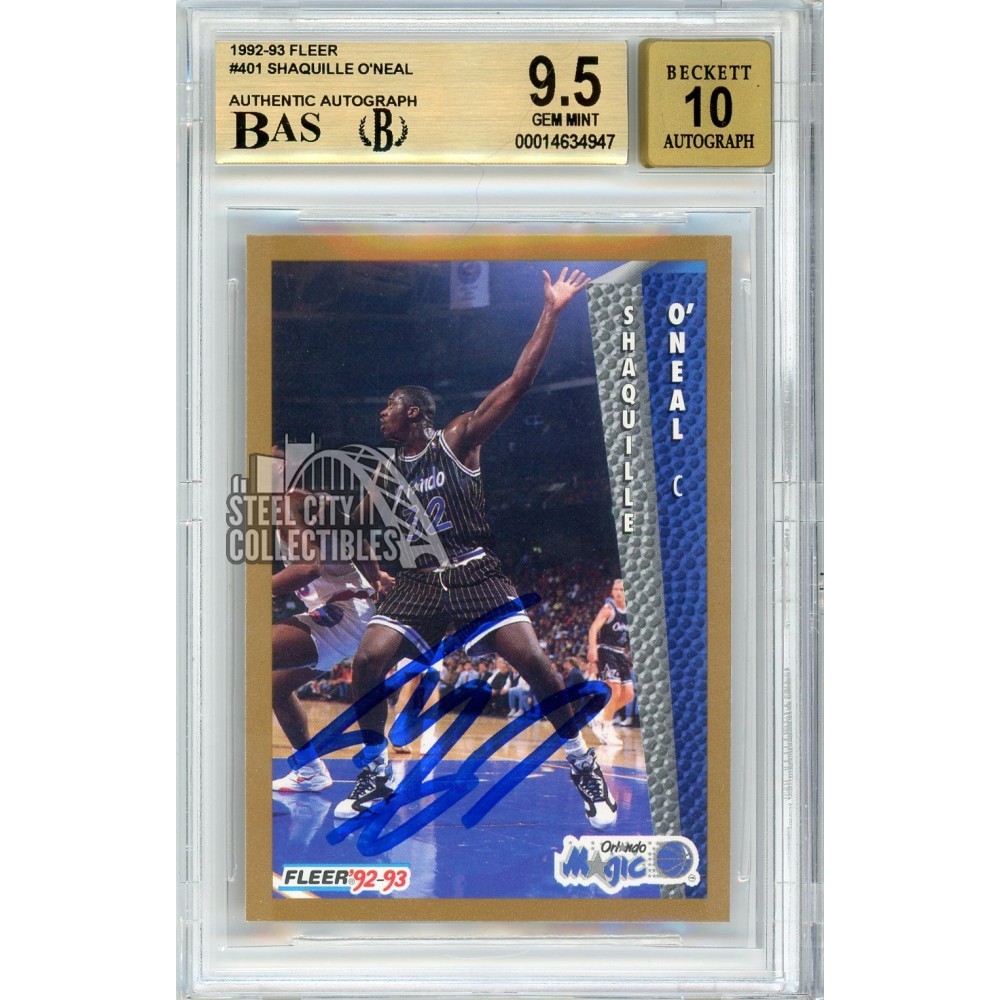 Shaquille O'Neal 1992-93 Fleer Autograph Rookie Card #401 BGS 9.5 BAS ...