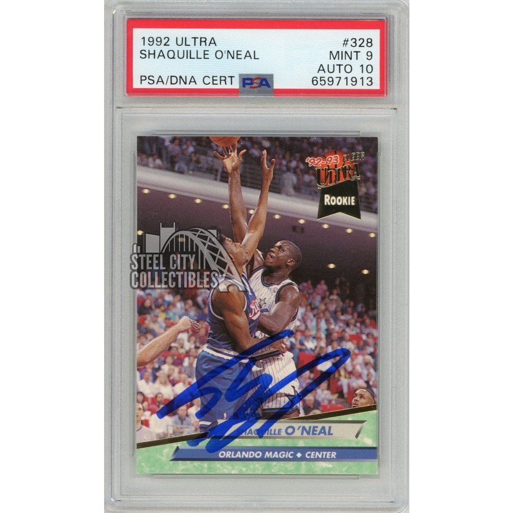 Shaquille O'Neal 1992-93 Fleer Ultra Autograph Rookie Card #328 PSA 9 ...