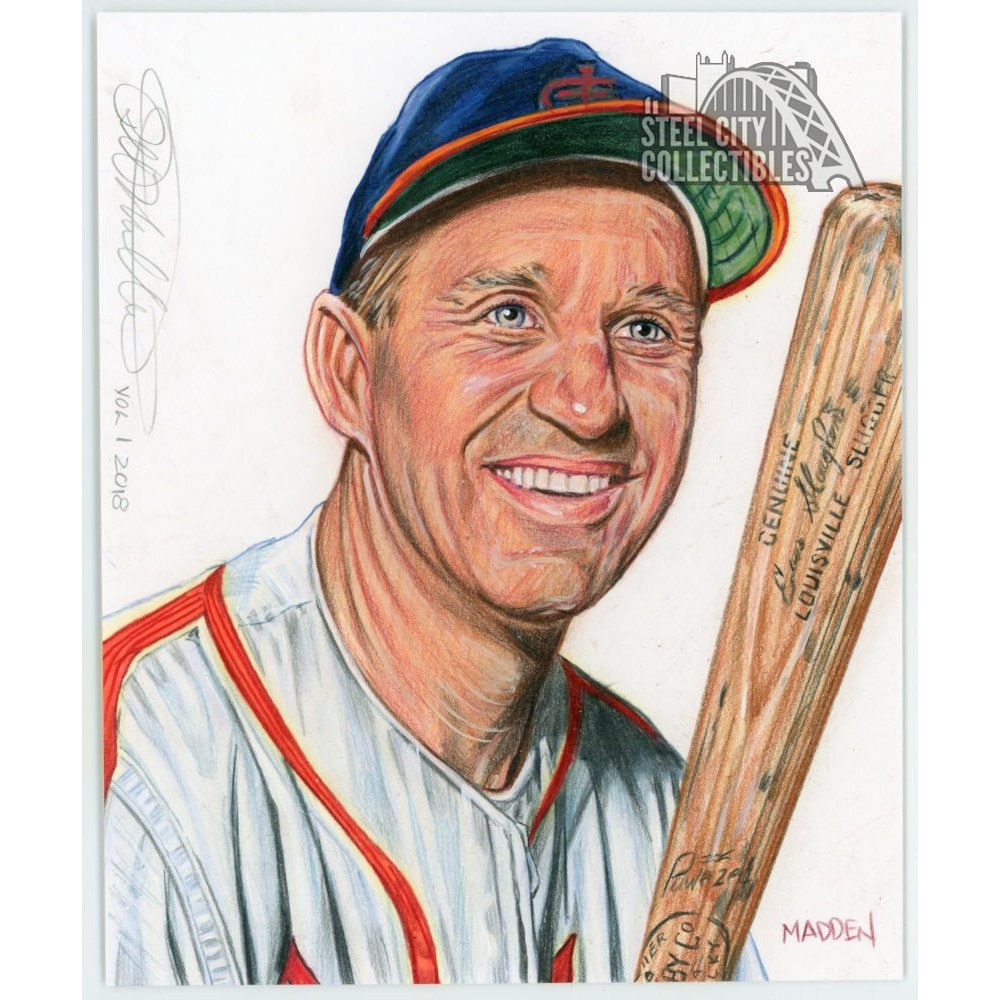 Enos Slaughter 2018 Sportkings Jumbo Sketch Card 1/1 | Steel City ...