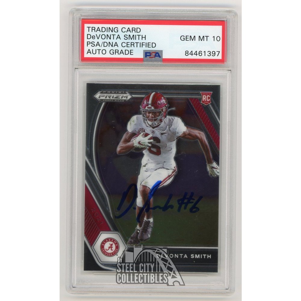 DeVonta Smith 2021 Panini Prizm Draft Picks Auto Rookie Card #101 - PSA ...