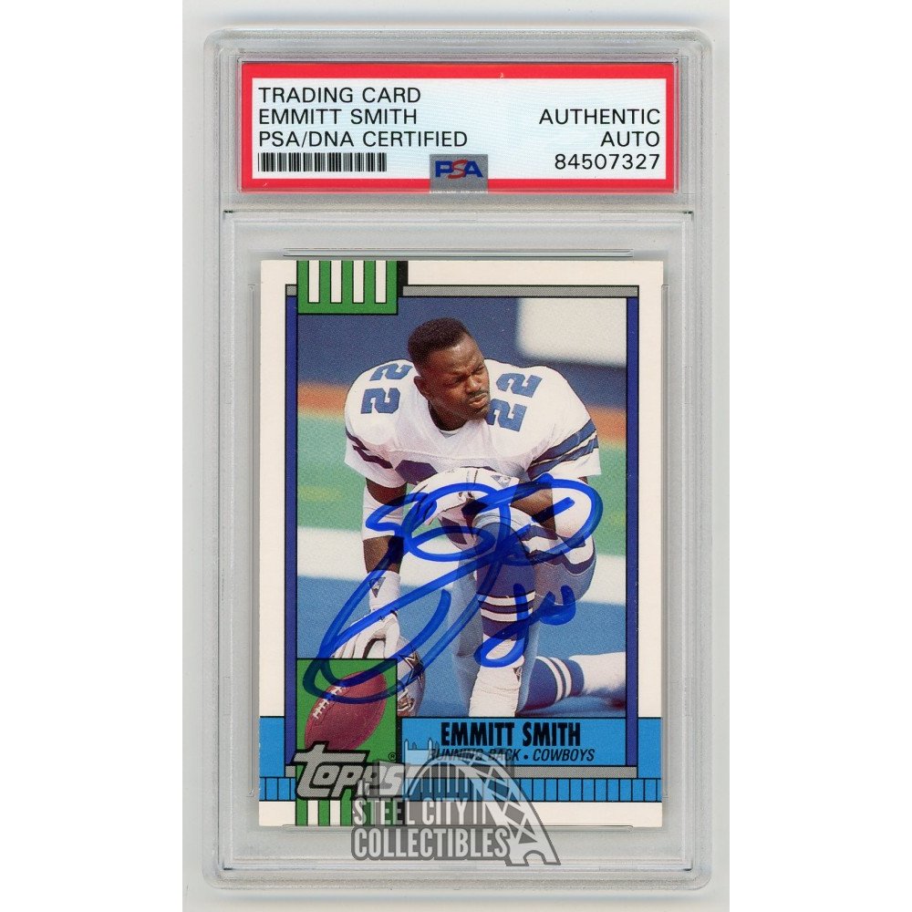 Emmitt Smith 1990 Topps Traded Autographed Card #27T - PSA/DNA | Steel ...
