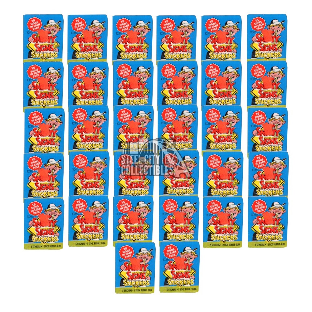 1986 Topps Snotty Signs Stickers 32-Wax Pack Lot | Steel City Collectibles