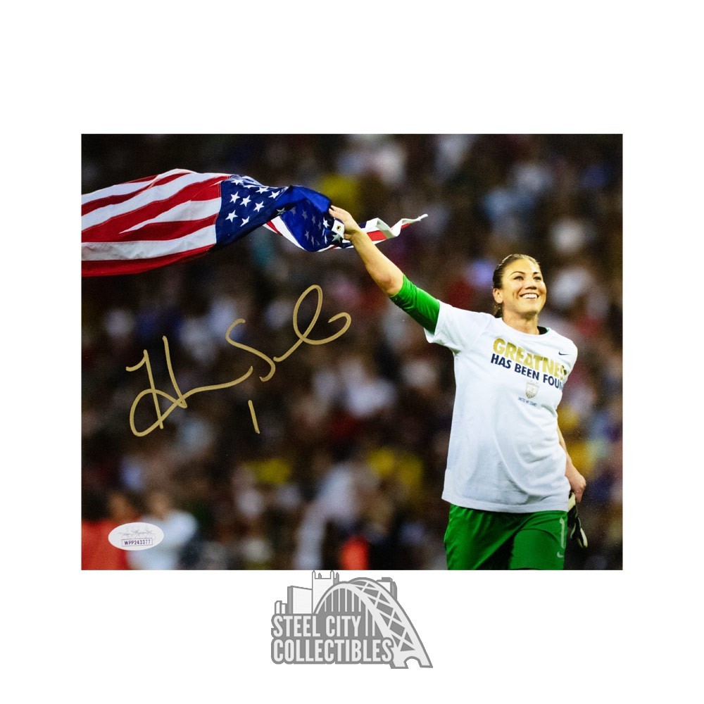 Hope Solo Autographed 8x10 Photo - JSA COA (Flag) | Steel City Collectibles