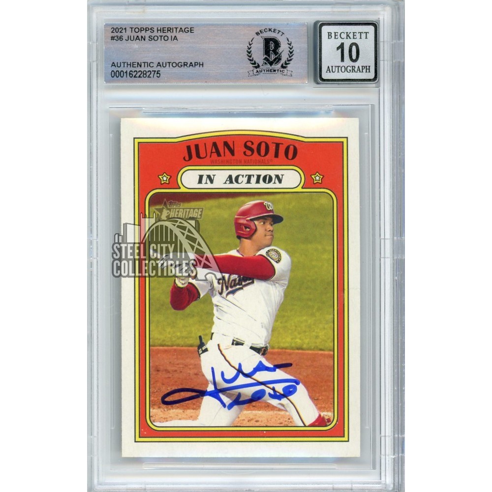 Juan Soto 2021 Topps Heritage Autograph Card #36 BAS 10 | Steel City ...