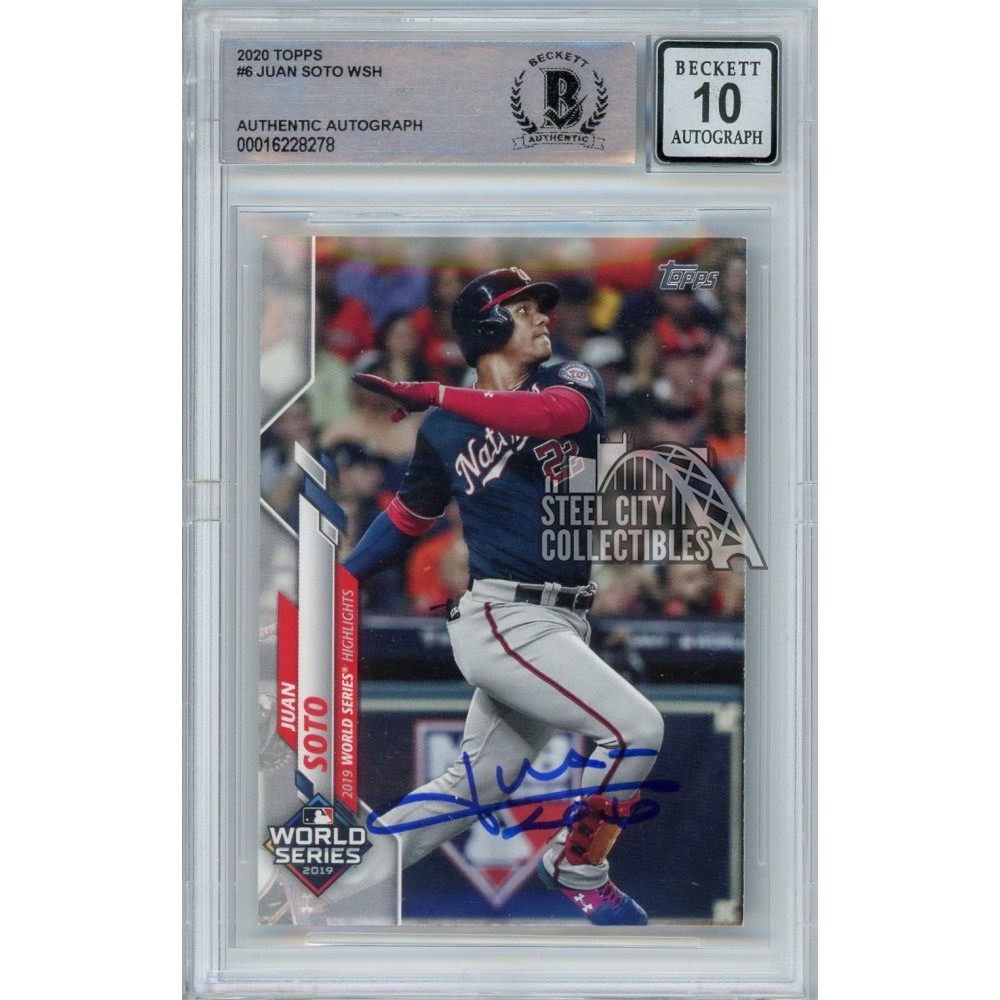 Juan Soto 2020 Topps Autograph Card #6 BAS 10 | Steel City Collectibles