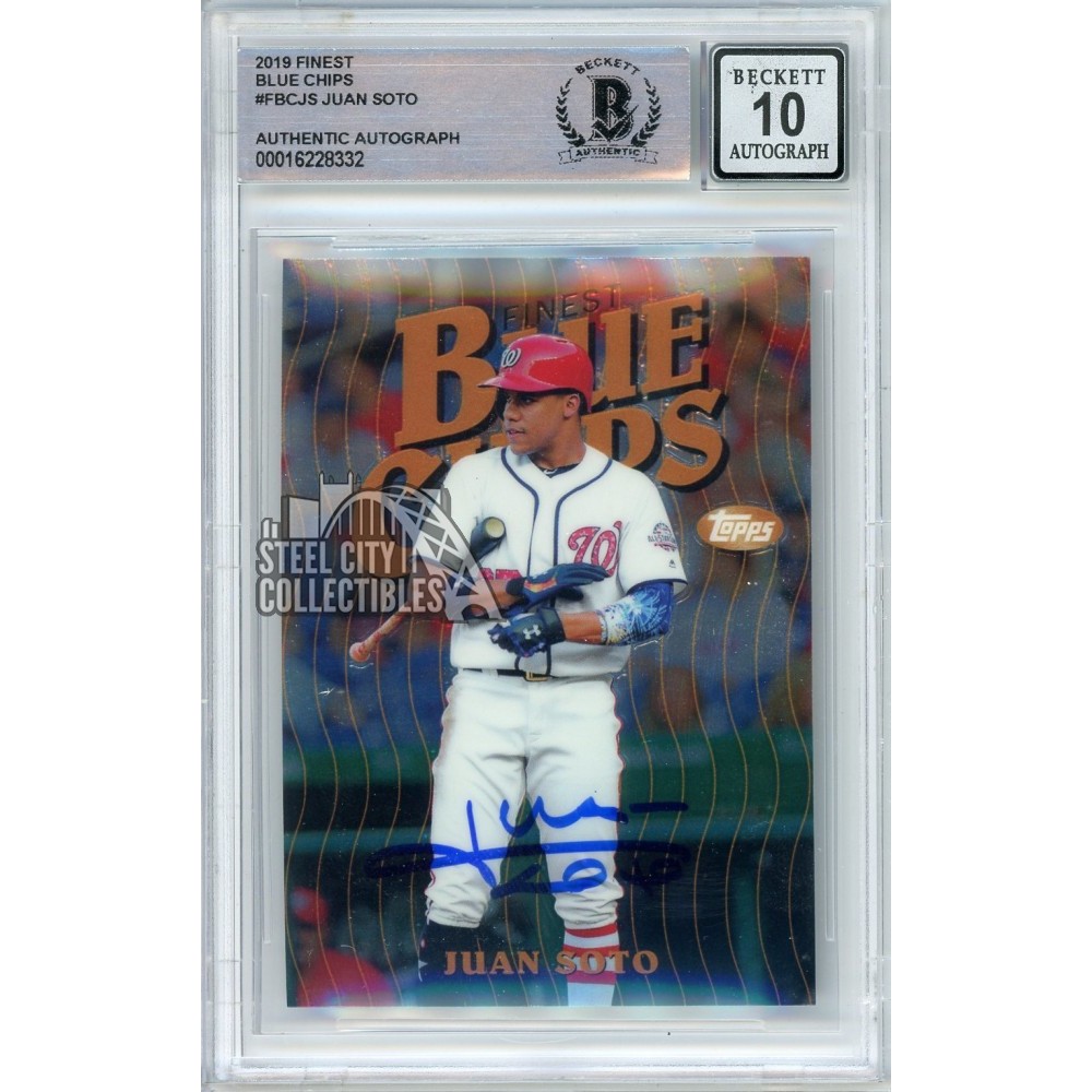 Juan Soto 2019 Topps Finest Blue Chips Autograph Card #FBCJS BAS 10 ...