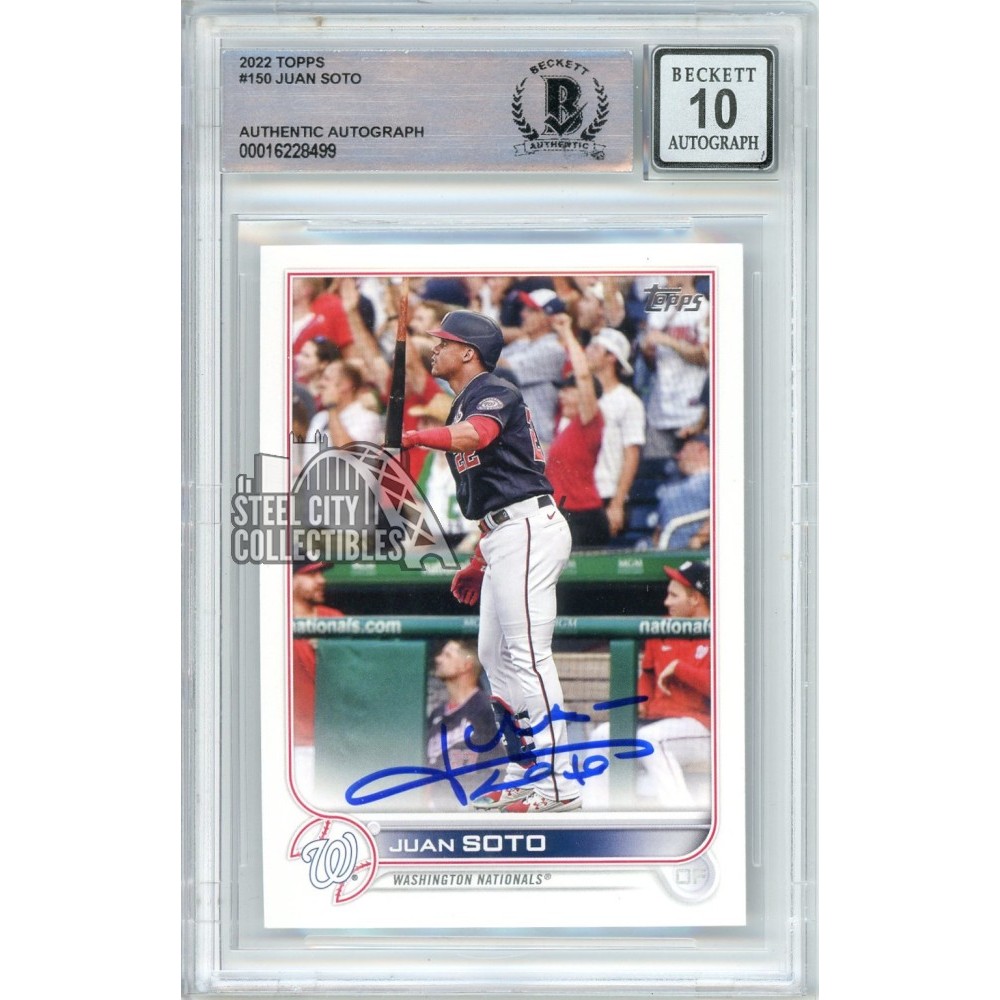 Juan Soto 2022 Topps Autograph Card #150 BAS 10 | Steel City Collectibles