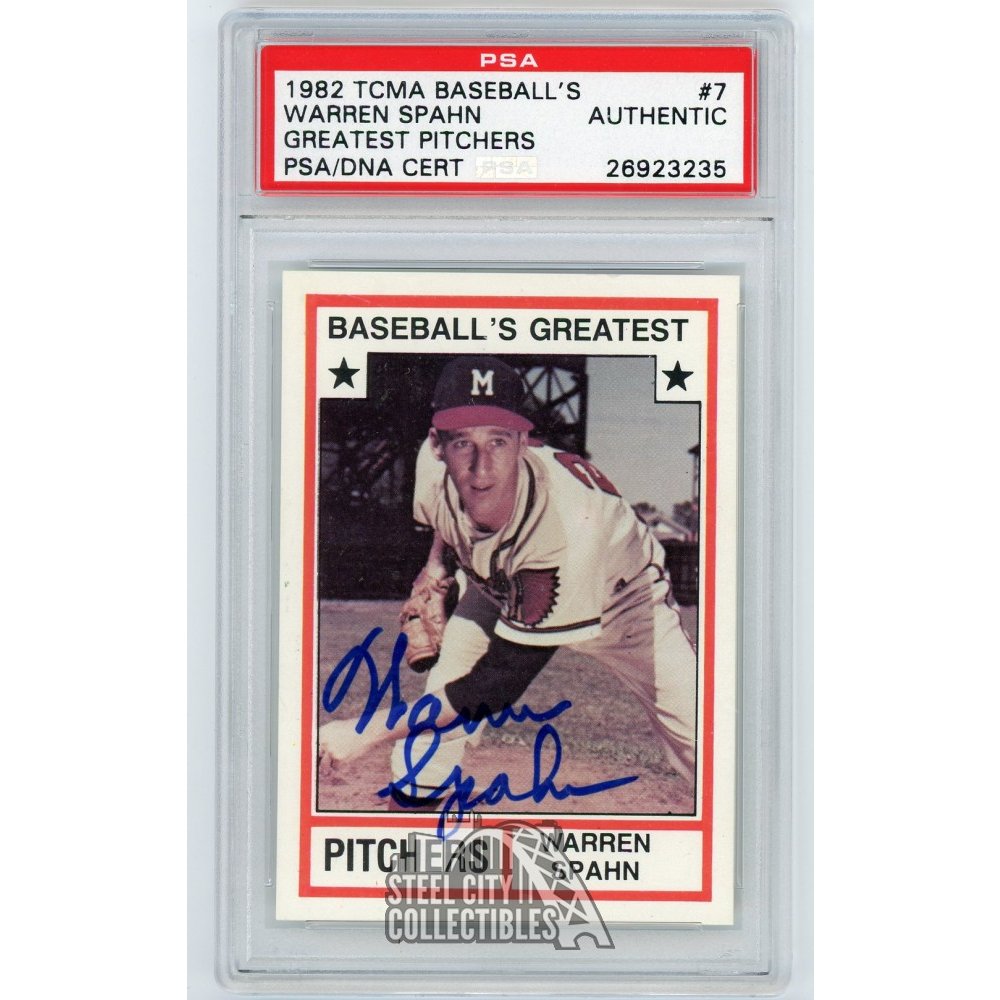 Warren Spahn 1982 TCMA Baseball's Greatest Autograph Auto Card #7 - PSA ...