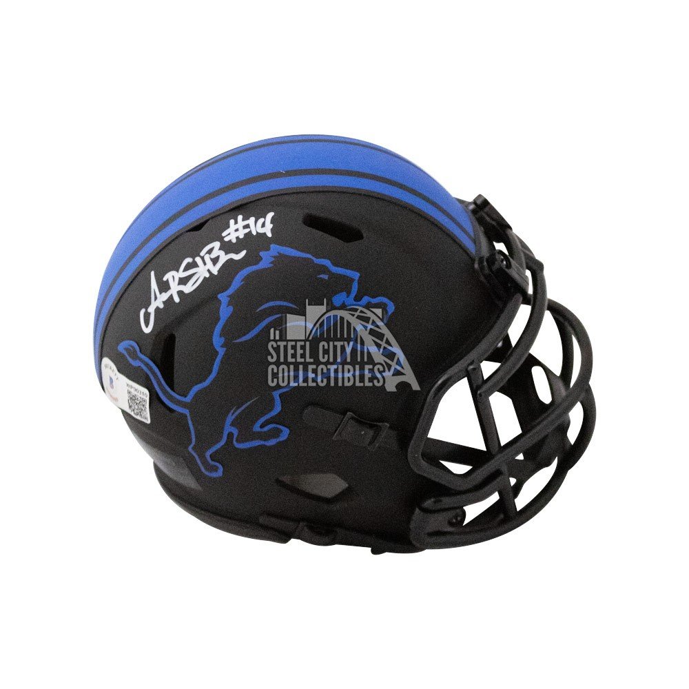 Amon-Ra St Brown Autographed Detroit Lions Eclipse Mini Football Helmet ...