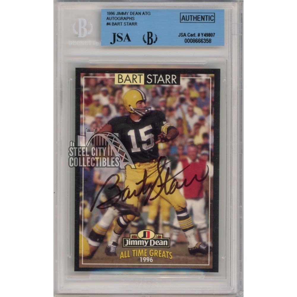 Bart Starr 1996 Jimmy Dean All Time Greats Autograph Card #4 BAS ...