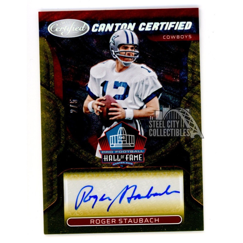 Roger Staubach 2022 Panini Certified Hall Of Fame Gold Autograph Card # ...
