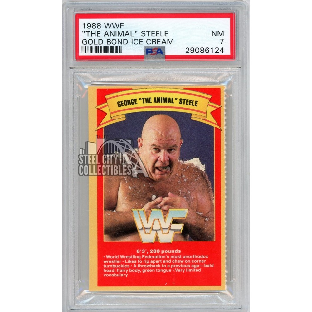 George "The Animal" Steele 1988 WWF Gold Bond Ice Cream Card PSA 7 ...
