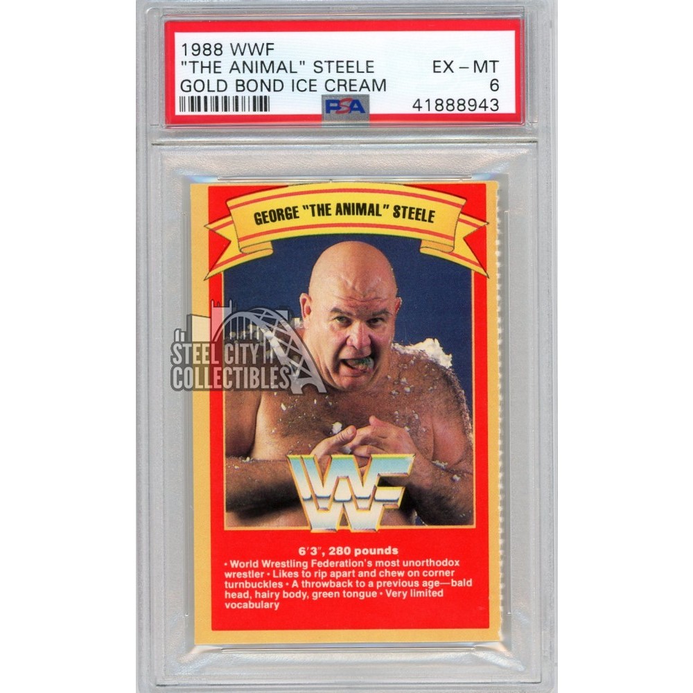 George "The Animal" Steele 1988 WWF Gold Bond Ice Cream Card PSA 6 ...