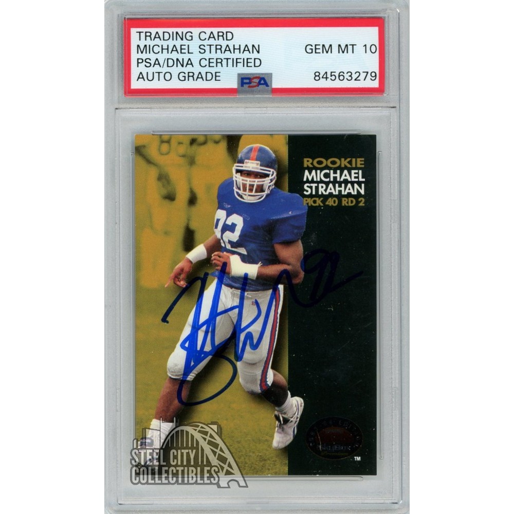 Michael Strahan 1993 Skybox Premium Autograph Rookie Card #144 PSA/DNA ...