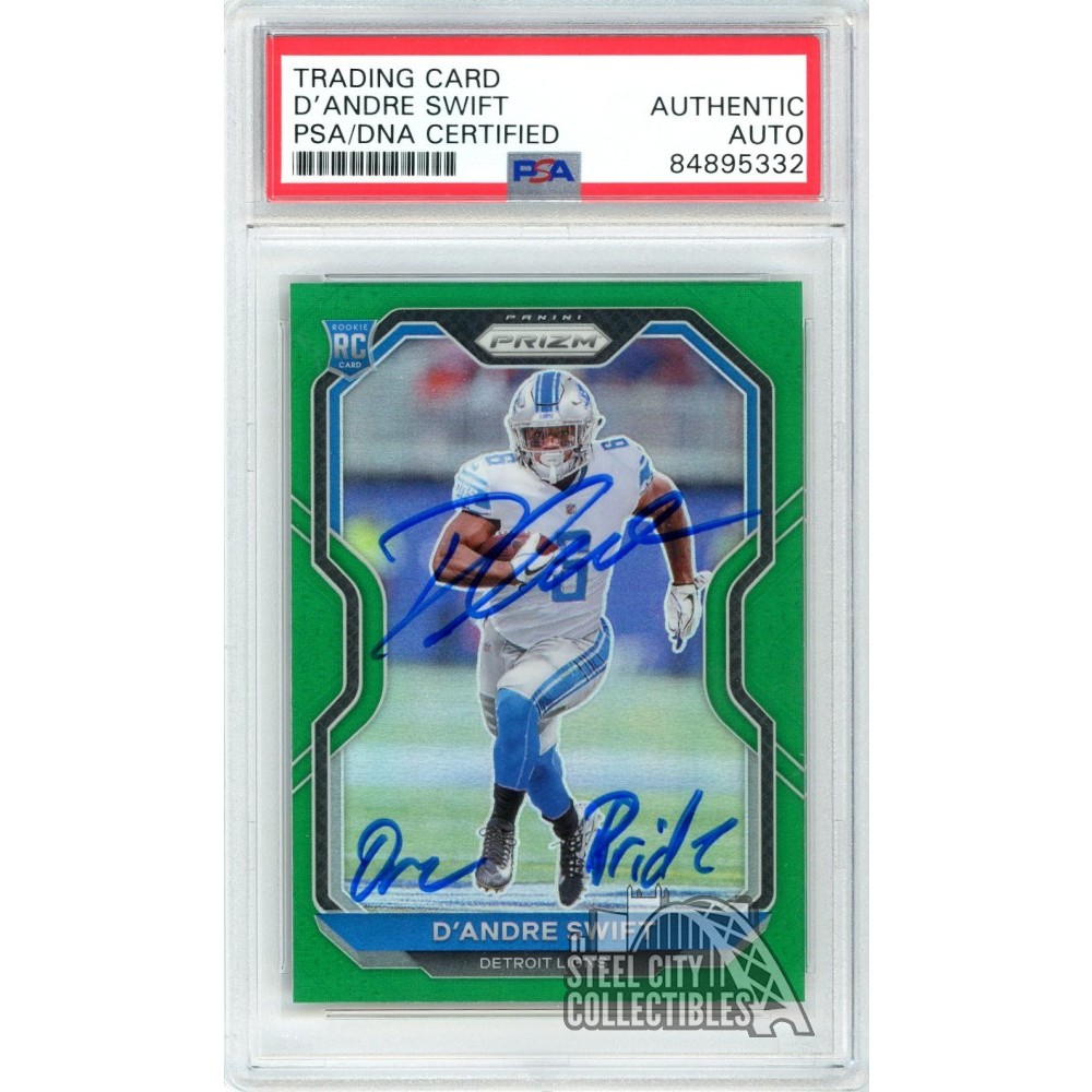 D'Andre Swift 2020 Panini Prizm Green "One Pride" Autograph Rookie Card ...