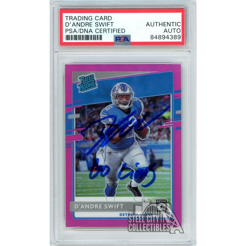 D'Andre Swift 2020 Panini Optic Pink "Go Lions" Autograph Rookie Card ...