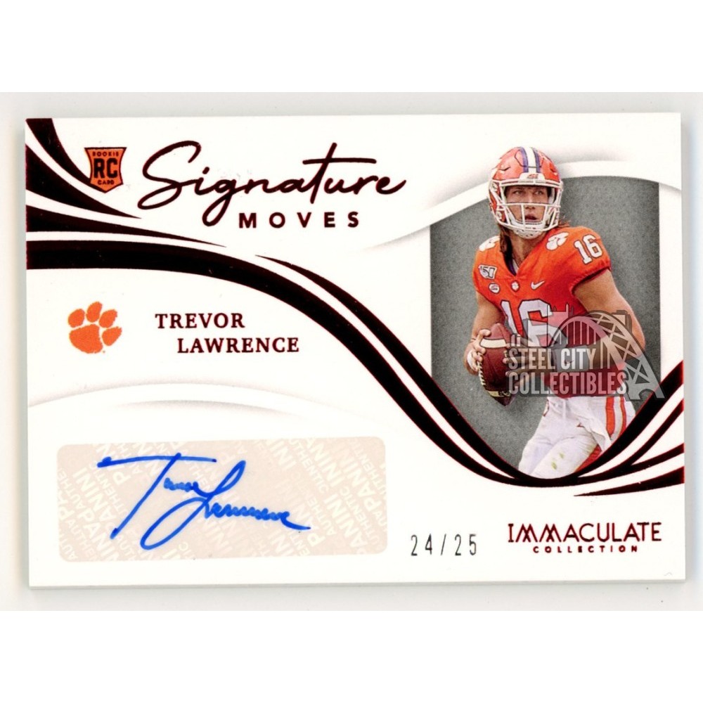Trevor Lawrence 2021 Panini Immaculate Collegiate Signature Moves ...