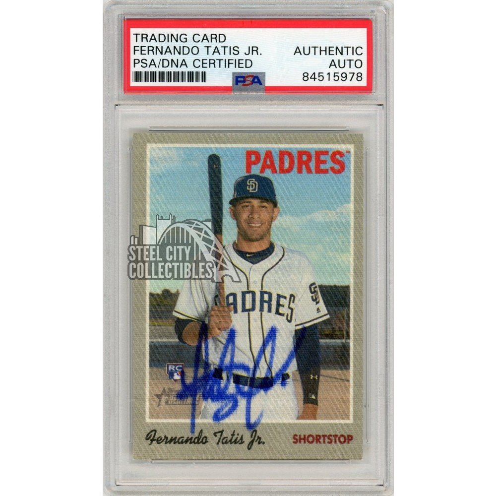 Fernando Tatis Jr 2019 Topps Heritage Autograph Rookie Cloth Card - PSA ...