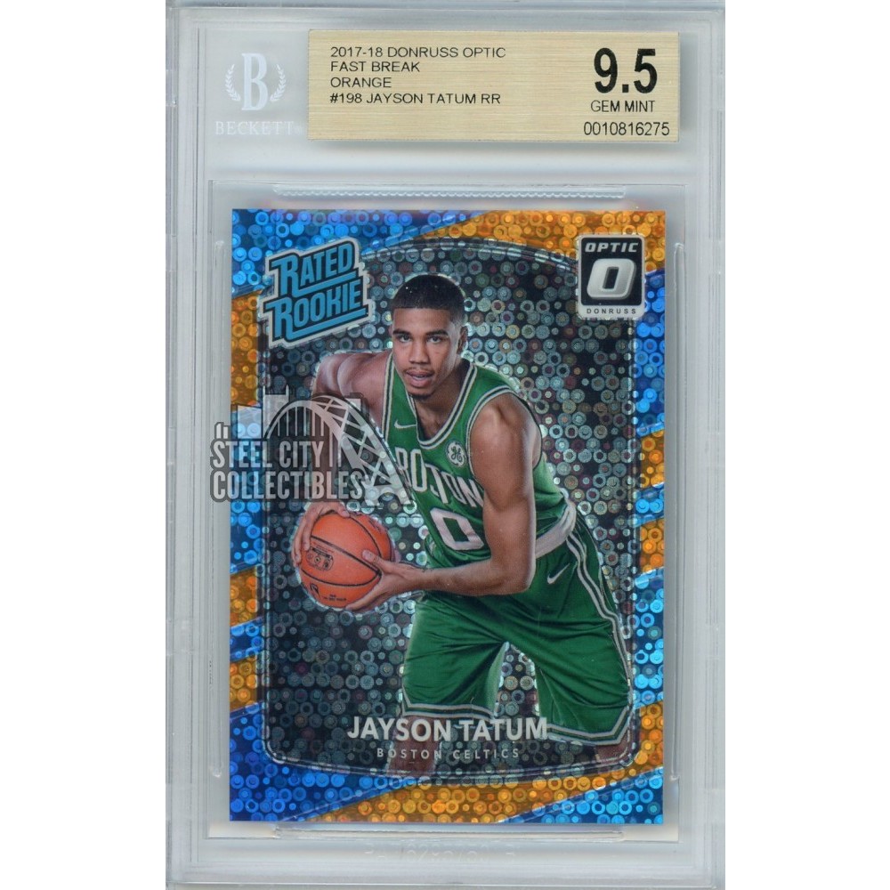 Jayson Tatum 2017-18 Panini Donruss Optic Orange Fast Break Rookie Card ...