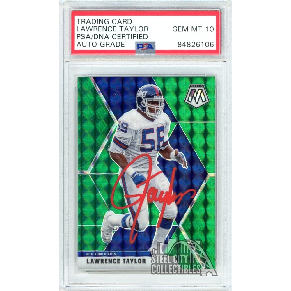 Lawrence Taylor 2020 Panini Mosaic Green Autograph Card #154 PSA/DNA 10 ...