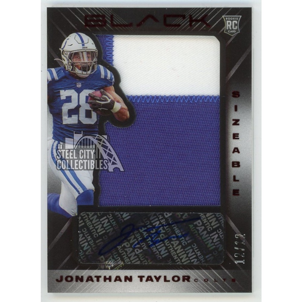 Jonathan Taylor 2020 Panini Black Rookie Patch Autograph RPA Card 12/12 ...