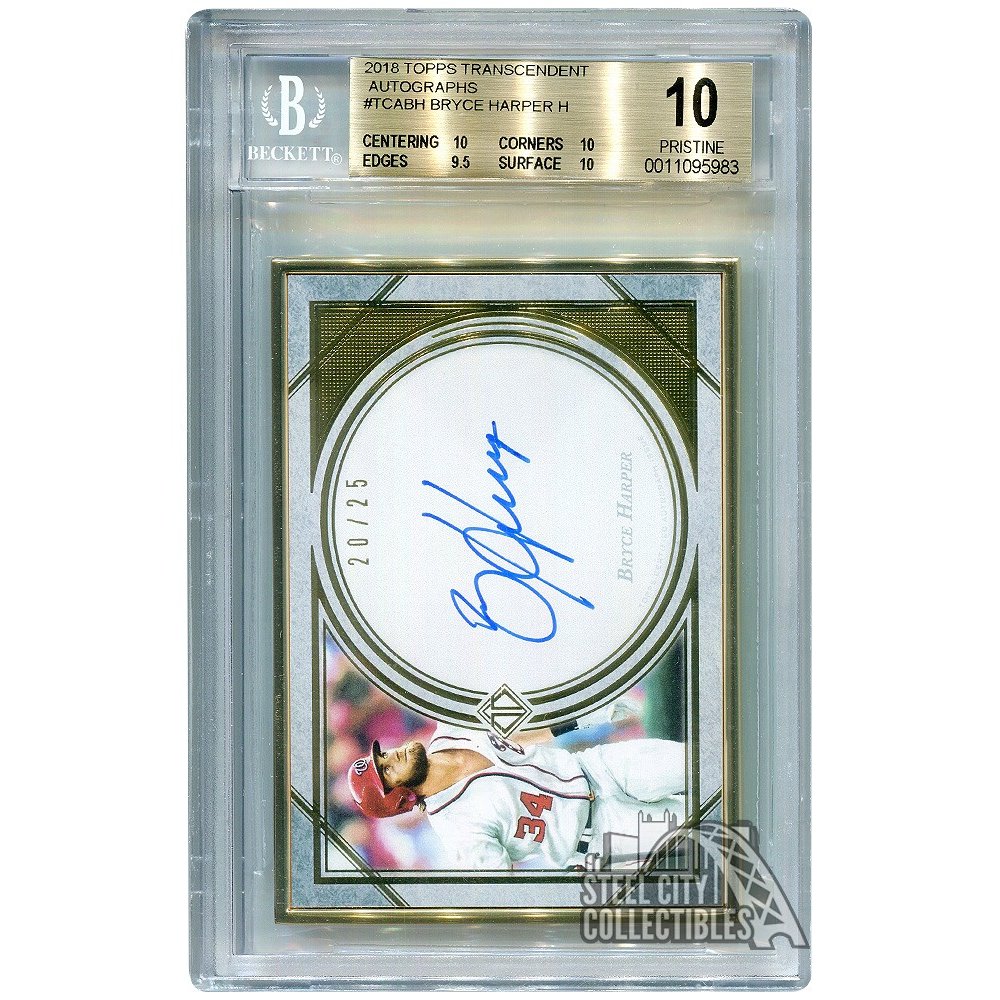 Bryce Harper 2018 Topps Transcendent Autographed Card 20/25 - BGS 10 ...