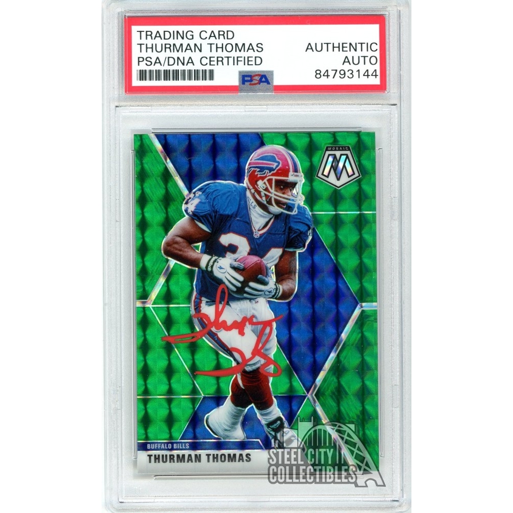 Thurman Thomas 2020 Panini Mosaic Green Autograph Card #32 PSA/DNA (Red ...