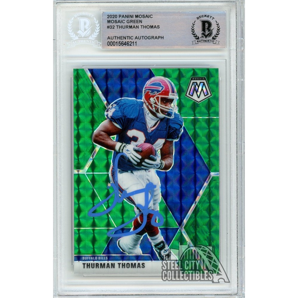 Thurman Thomas 2020 Panini Mosaic Green Autograph Card #32 BAS (Light ...