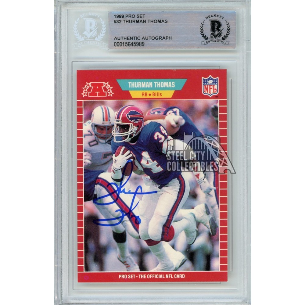 Thurman Thomas 1989 Pro Set Autograph Rookie Card #32 BAS | Steel City ...