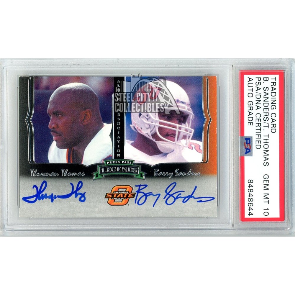 Thurman Thomas/Barry Sanders 2006 Press Pass Alumni Autograph Card #AA7 ...