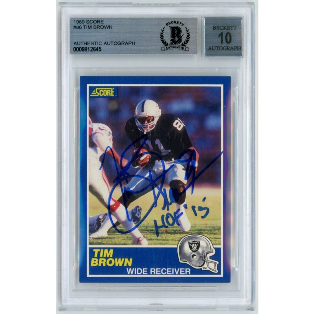 Tim Brown 1989 Score Football HOF Autograph Auto Rookie Card #86 - BAS ...