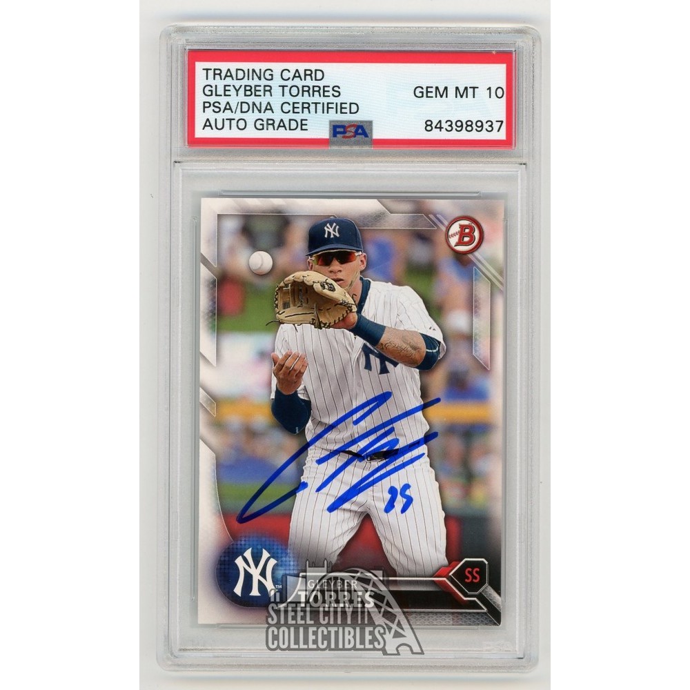 Gleyber Torres 2016 Bowman Draft Autographed Card #BD-160 - PSA/DNA 10 ...