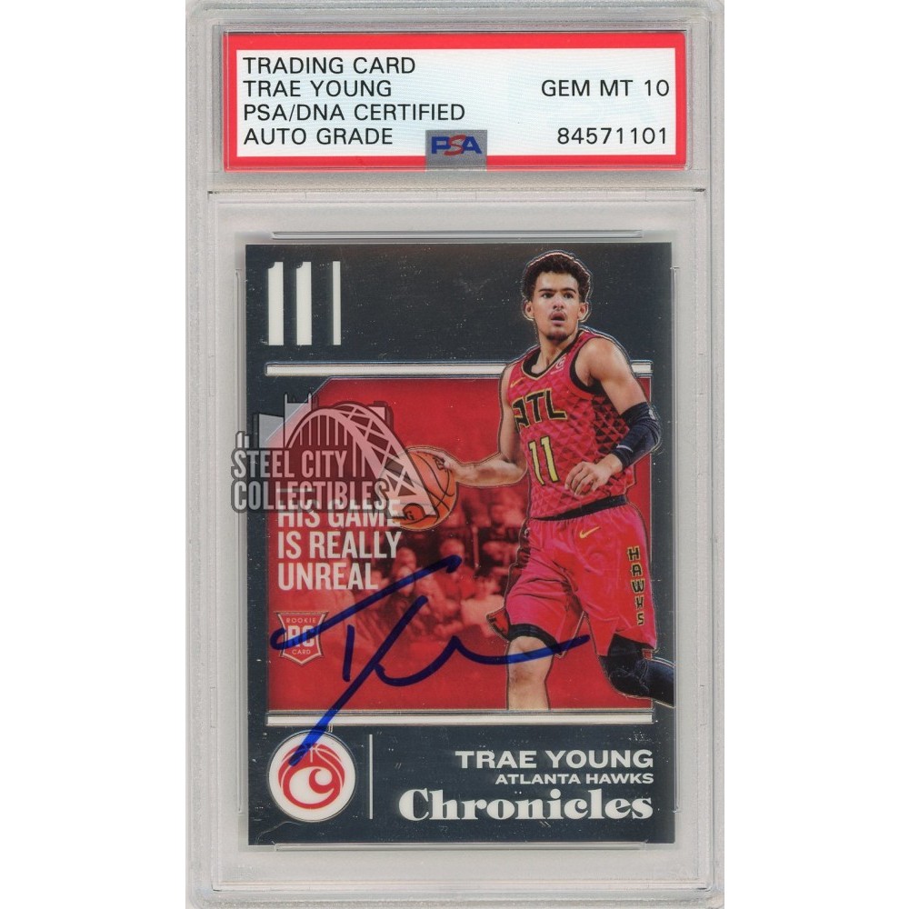 Trae Young 2018-19 Panini Chronicles Autograph Rookie Card #532 PSA/DNA ...